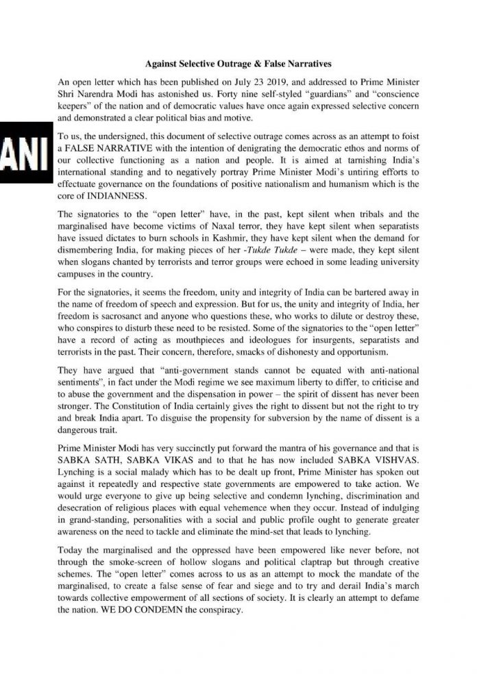 62 celebrities write an open letter to point out hypocrisy of the ...