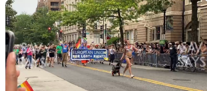 Pride Parade: Transsexual twerks in front of children, exposes his breasts