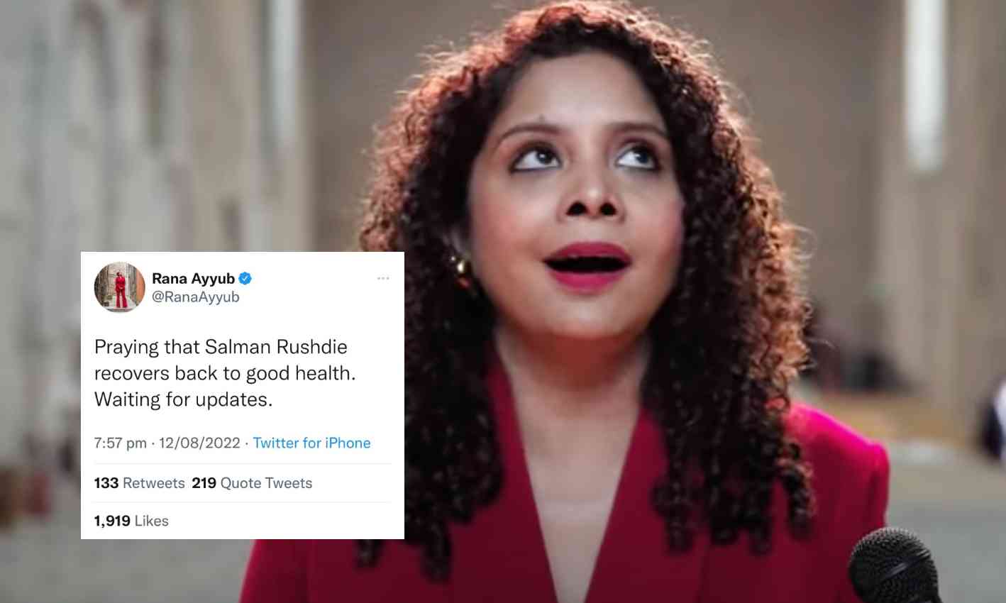 Rana Ayyub deletes tweet wishing recovery to Salman Rushdie after ...