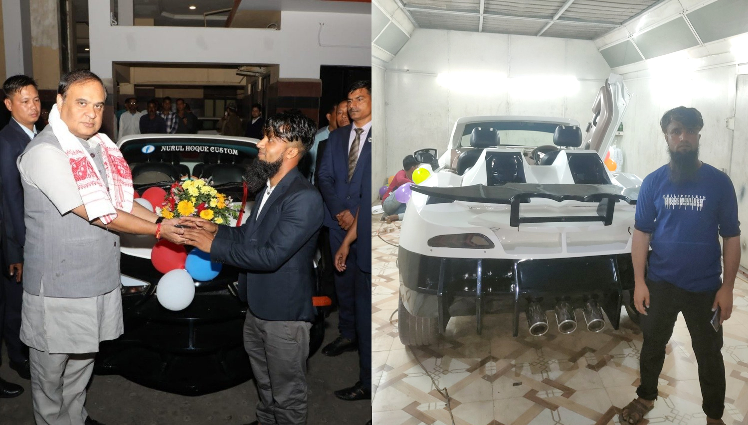 Assam: Mechanic Nurul Haque gifts ‘DIY Lamborghini’ to Himanta Biswa Sarma