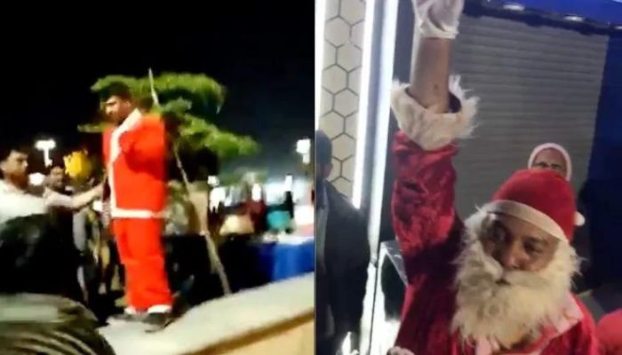 Ahmedabad: Locals chase away people dressed as Santa Claus