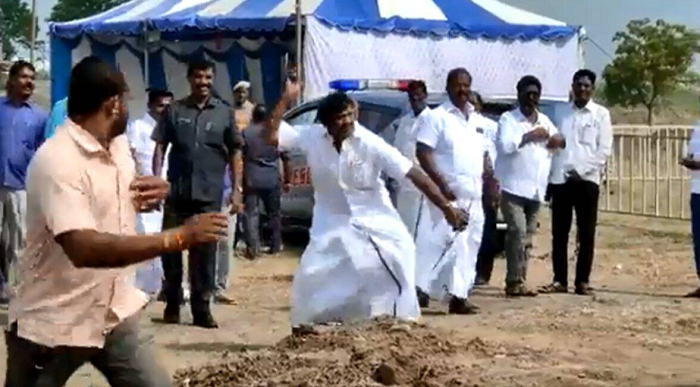 Tamil Nadu Minister SM Nasar pelts stone at DMK party worker for ...