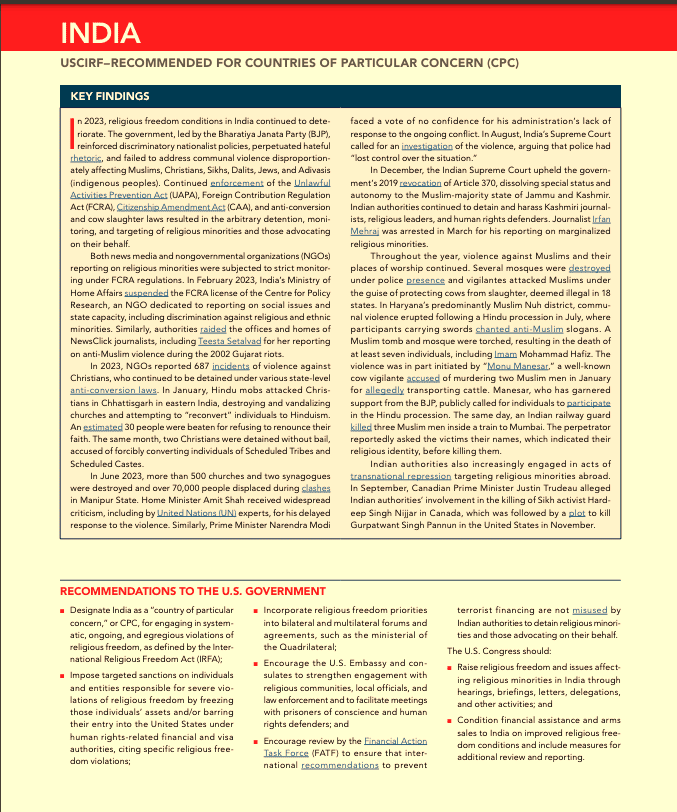 Explained: USCIRF 2024 report and the outrageous lies that it peddled ...