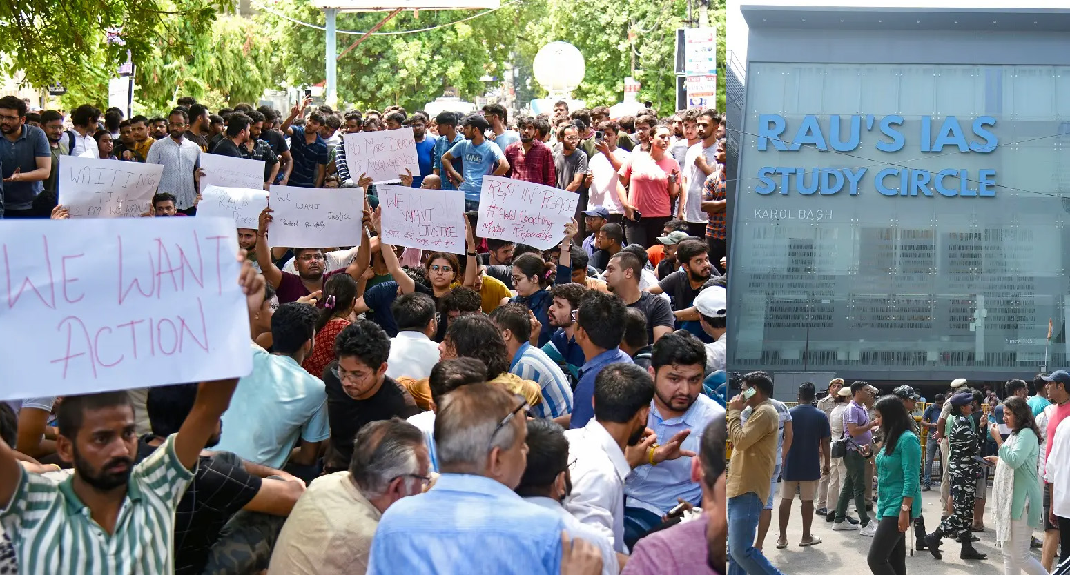 Students continue to protest in Delhi's Old Rajinder Nagar over deaths ...