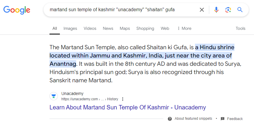 Martand Sun Temple called 'Shaitan ki Gufa' in Unacademy essay: Changed ...