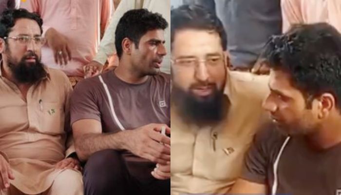 Pakistan's Olympic Gold medalist javelin thrower Arshad Nadeem seen ...