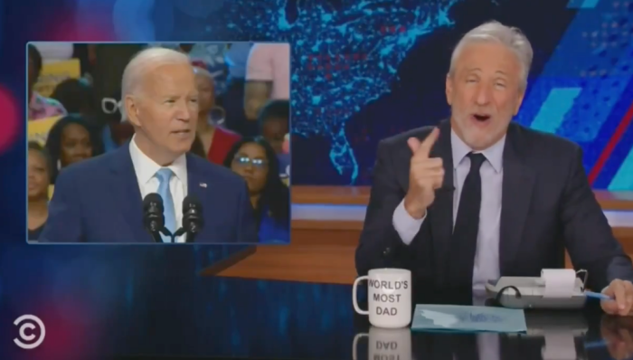 US news presenter Jon Stewart smashes a mug in frustration on live TV ...