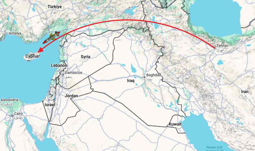 Iran fires missiles towards British military bases in Cyprus