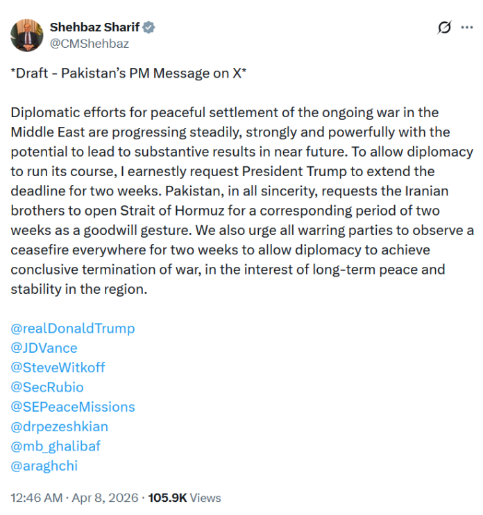“Draft – Pakistan’s PM Message on X” blunder triggers controversy