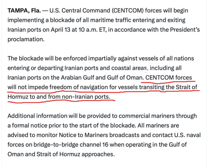US naval blockade in the Persian Gulf only for ships entering or ...